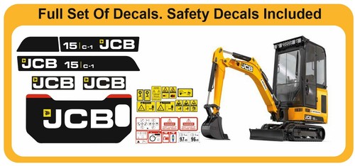 JCB 15C-1 Mini / Micro Digger Sticker / Decal Kit . Safety Stickers ...