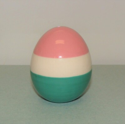 Nora Fleming Retired Mini Easter Egg Pink White Teal Stripes A179 Brand New | eBay