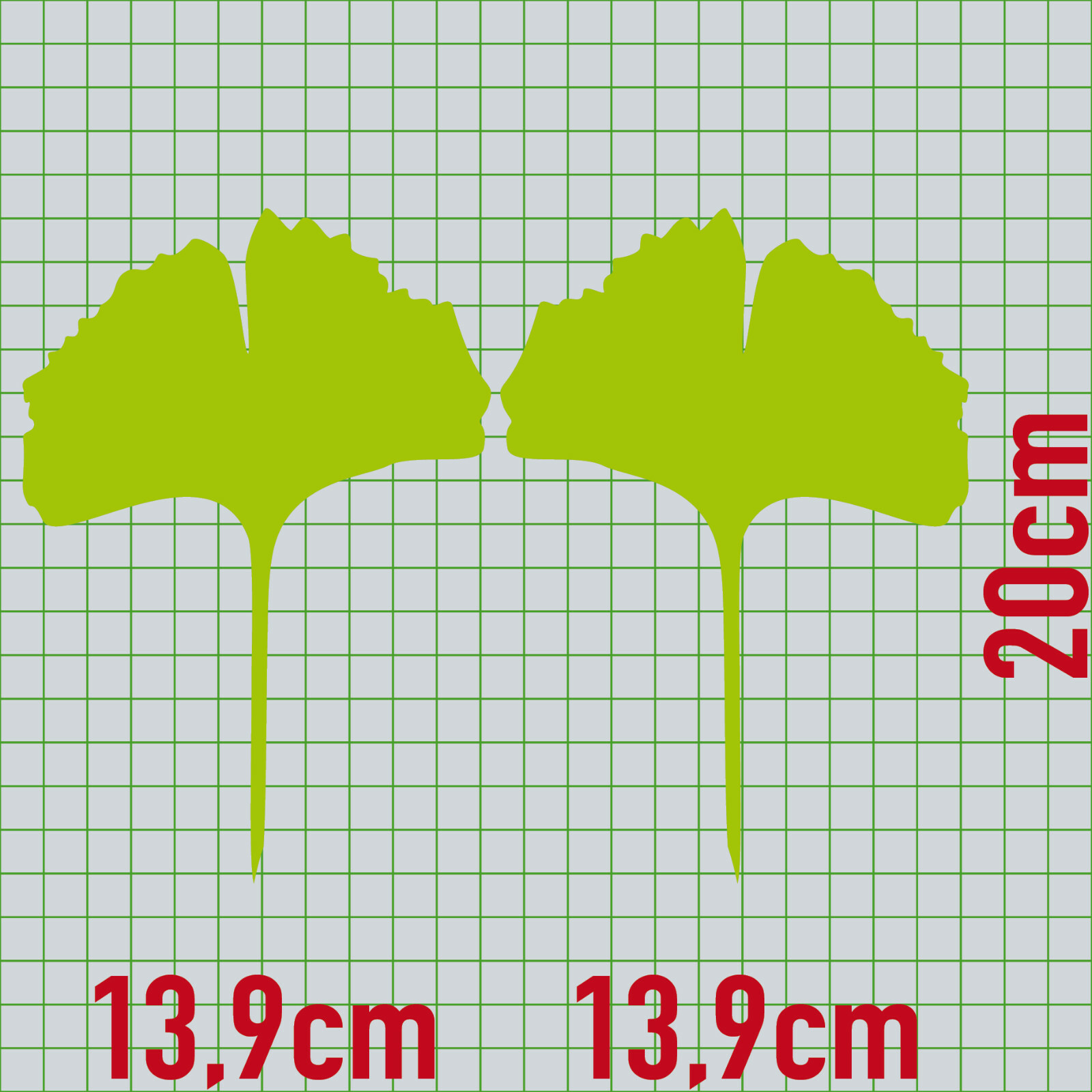 1 Pair 2 Foliage 20cm Green Ginkgo Sheets Sticker Tattoo Gingko ...