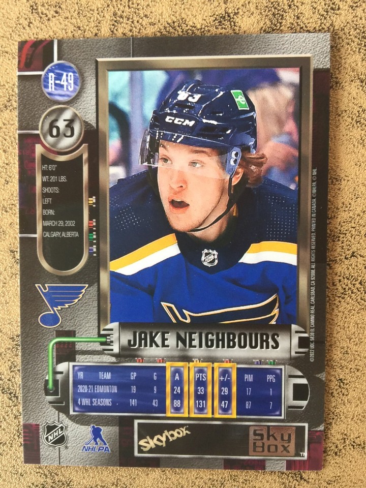 JAKE NEIGHBORS RC 2021-22 Skybox Metal Retro Rookie #49 StL. Blues | eBay