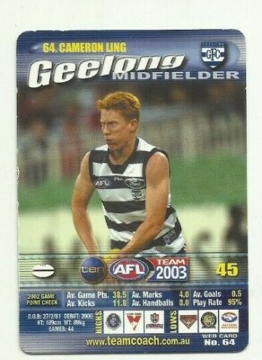 2003 AFL TEAMCOACH GEELONG CAMERON LING # 64 CARD AFL | eBay Australia