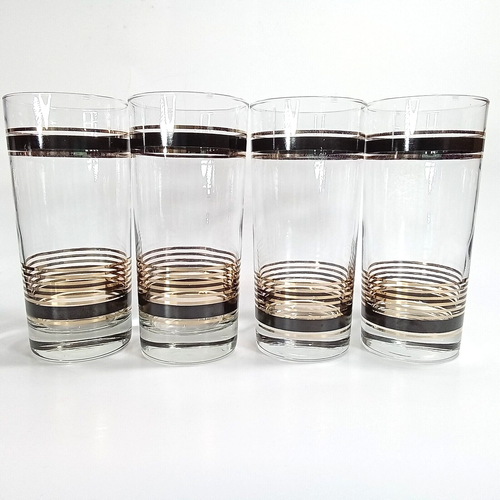 Luminarc After Hours J.G. Durand 4 Collins Glasses Gold/Black Stripes 6 ...