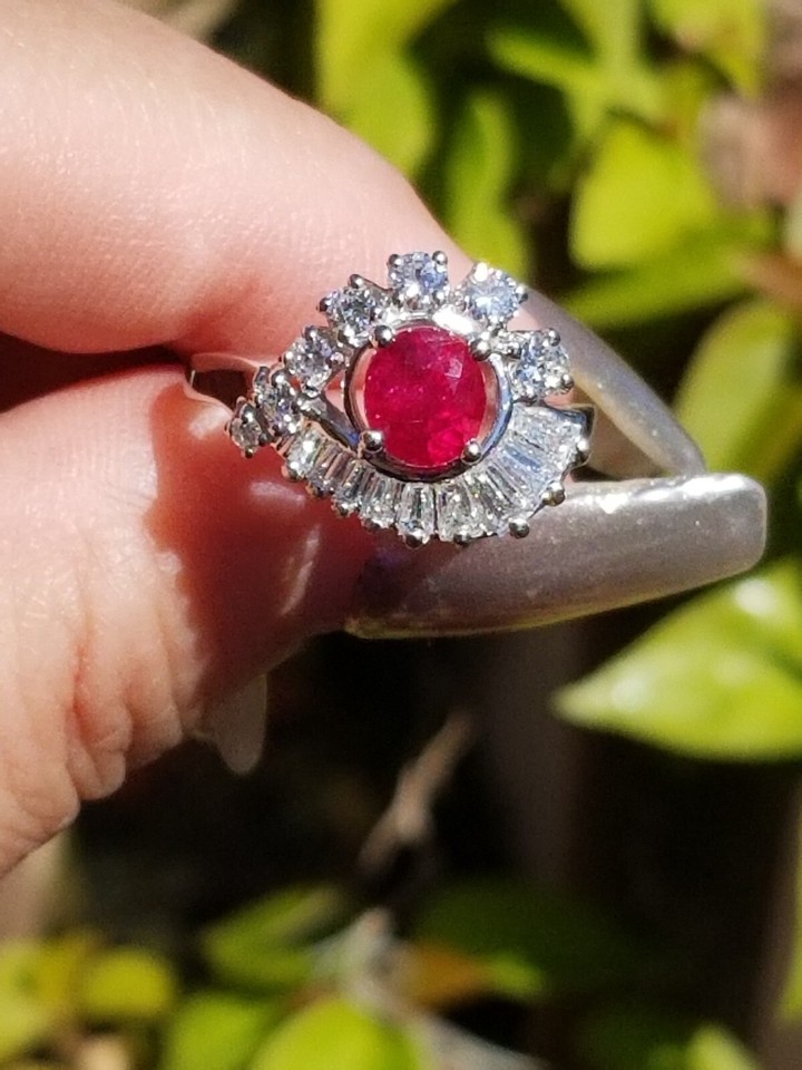 Gorgeous Vintage Natural Ruby VS Diamond 14k white gold ring | eBay
