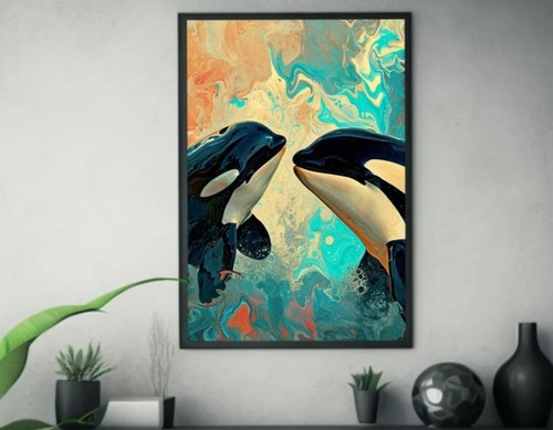 Psychedelic Orca Whales Artwork | Digital Animal Art | Splashscreen Masterpiece | eBay