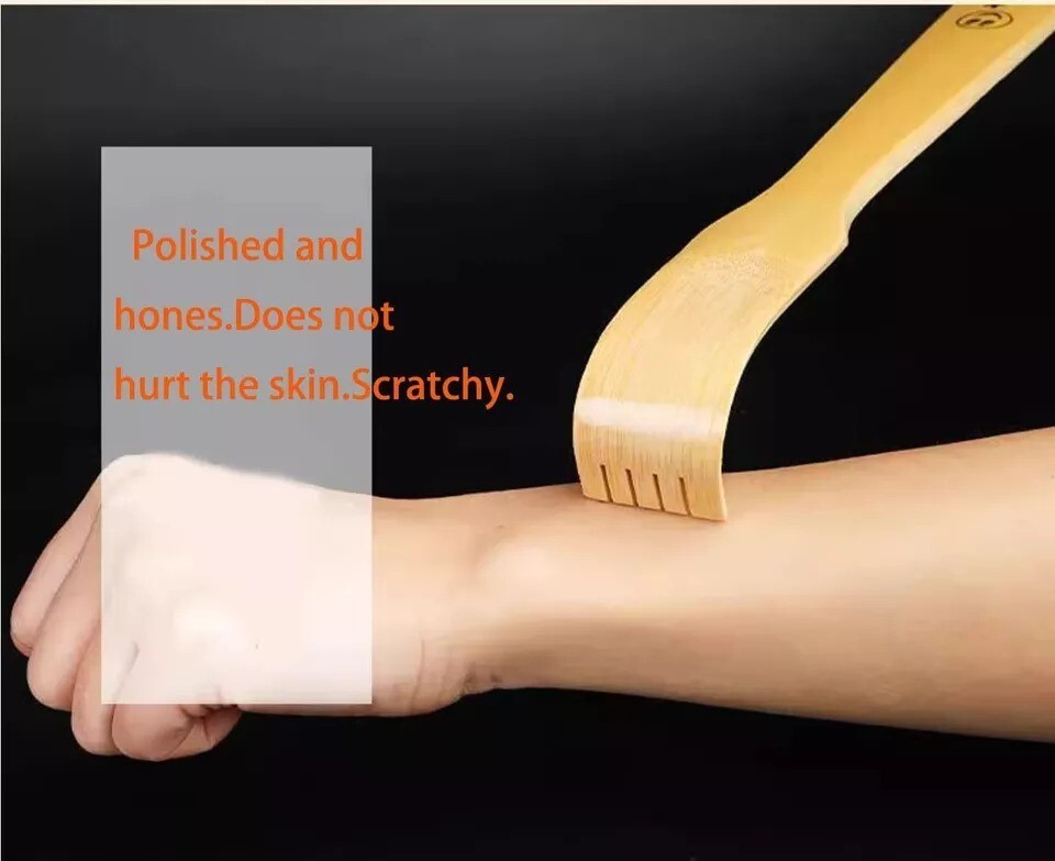 2Pcs Wooden Bamboo Back Scratcher Long Handle Itch Relief Finger-Like ...