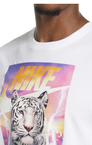 Nike Men'sTiger High Summer Photo Short Sleeve T-Shirt Tiger White Rare ...