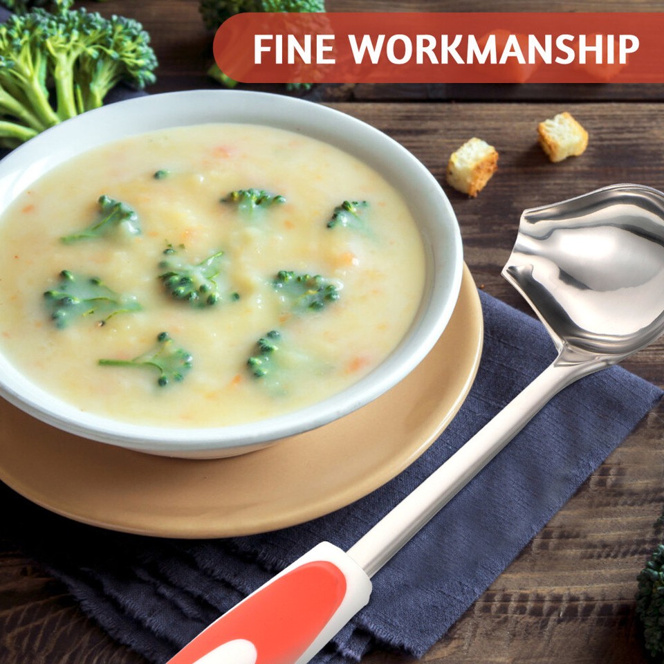 Anti-slip Crooked Mouth Spoon Slotted Serving Spoons Stainless Steel ...