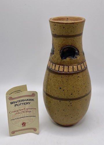 WINTERHAWK Handmade Art Pottery Stoneware BEAR Vase Native American | eBay