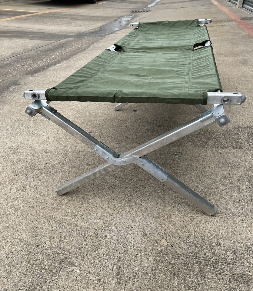 NEW USGI MILITARY CAMPING COT HEAVY DUTY FRAME SLEEPING BED OD GREEN ...
