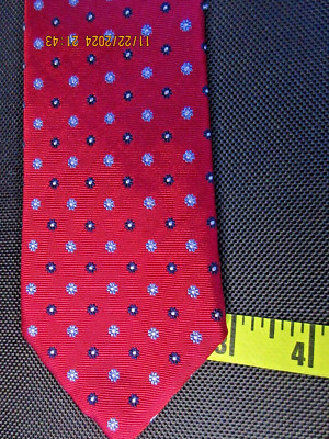 Tattersall Red Tie with Blue Flowers 60" Long 3." Wide | eBay