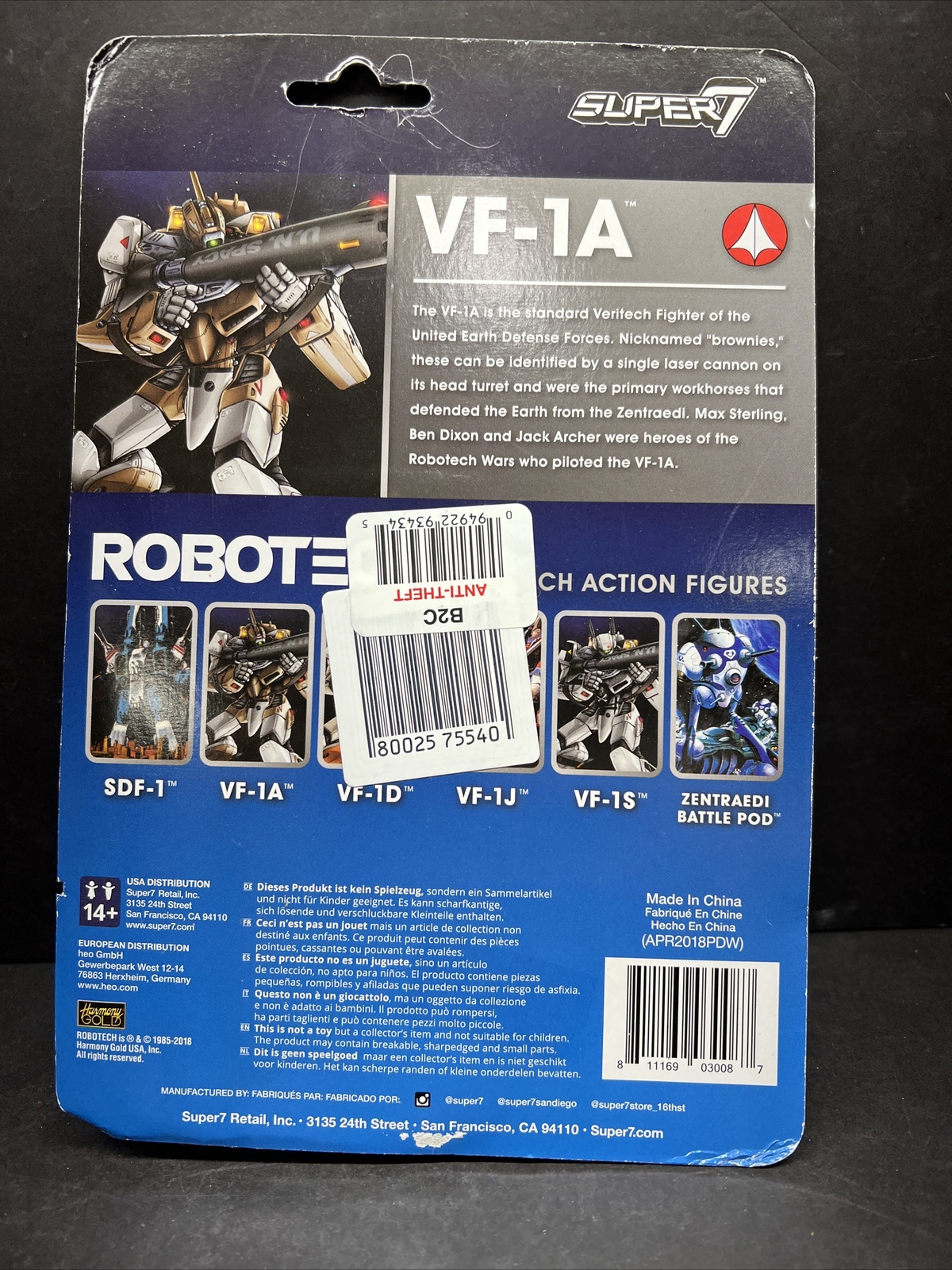 NewVF-1A Robotech Super 7 Reaction Action Figure - 3.5" Damaged Card Or ...