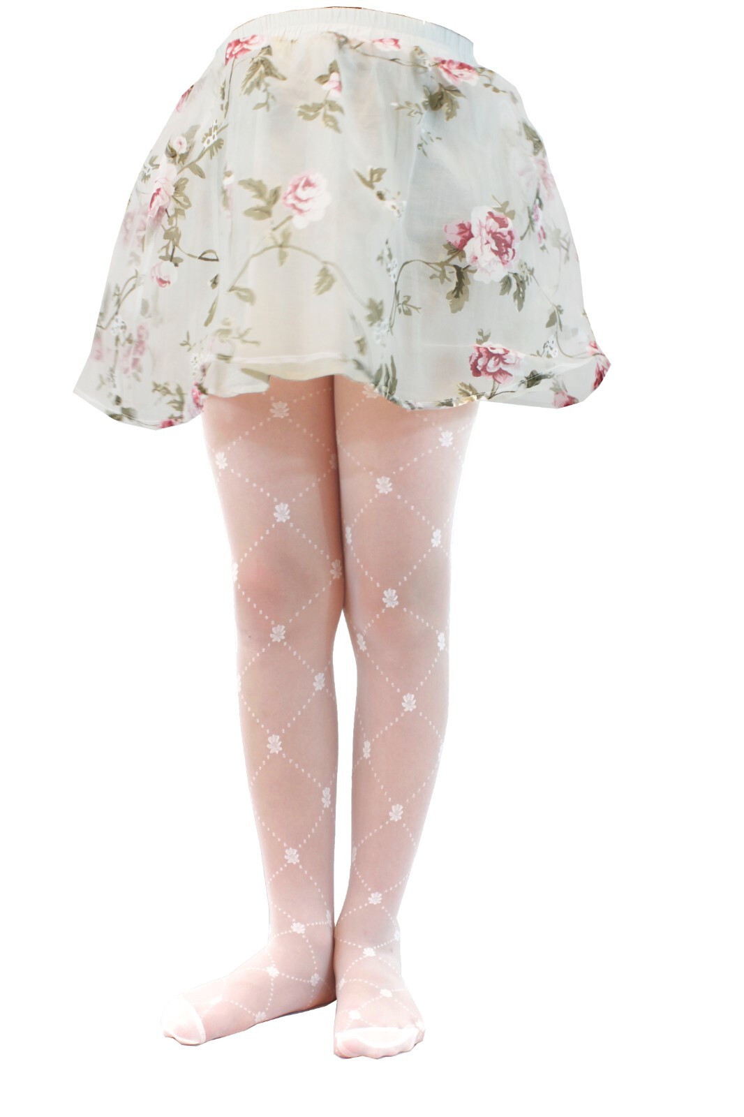 Girls White Patterned Tights 20 den Communion Bridesmaid Girl Party ...