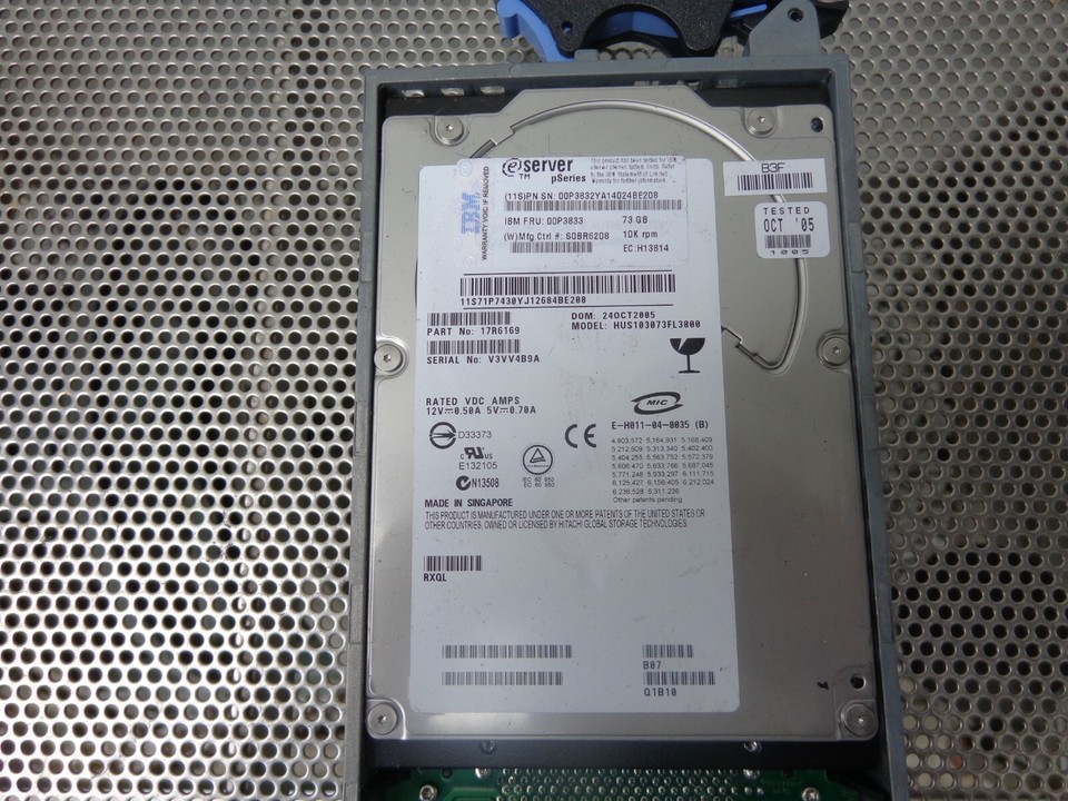 IBM RS/6000 73GB 71P7430 SCSI Hard Drive HDD w/Tray 00P3833 17R6169 ...