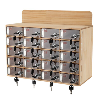 20 Slots Cell Phone Locker Box Wood Cell Phone Storage Cabinet With ...