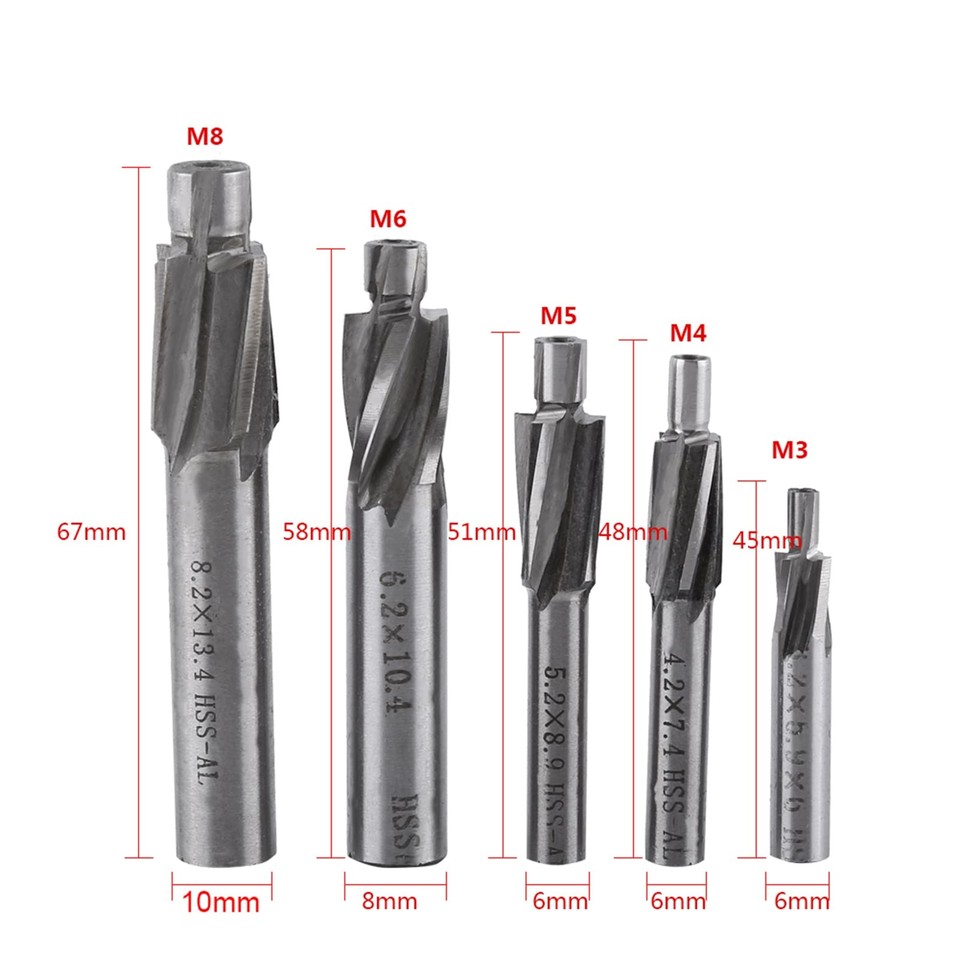Fraise En Bout 5pcs Fraise Etagée HSS Fraise à Lamer Metal Foret a ...