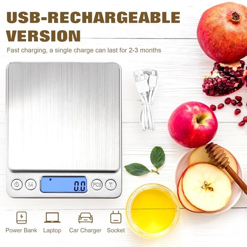 Rechargeable Food Scale with Grams and Oz, Multifunction Kitchen Scale ...