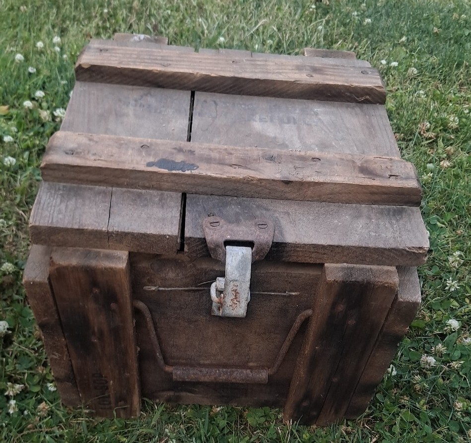 WW2 US Bomb Fuze Nose Wood Crate 1945 Dated Metal Handles. | eBay