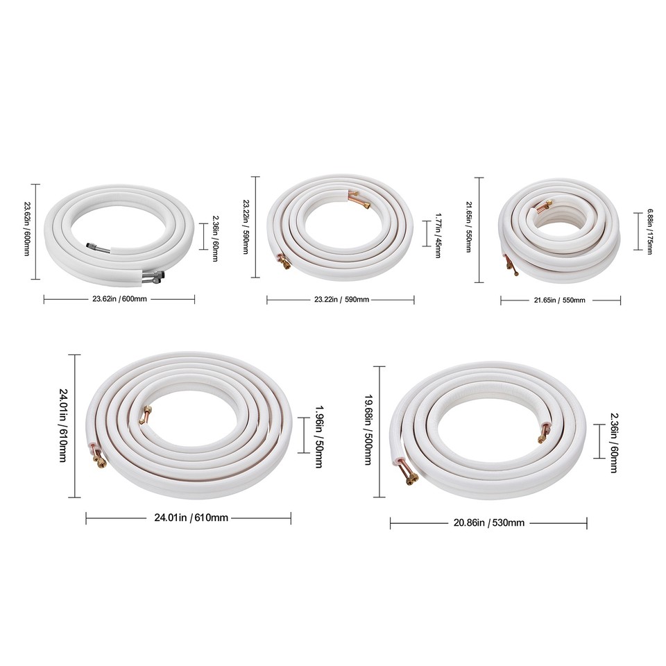 Mini Split Ductless Line Set Insulated Kit Copper Tubing AC 16/25/50ft ...