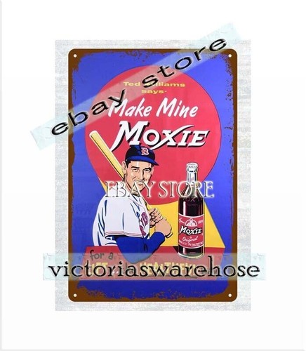1950'S TED WILLIAMS MOXIE soft drink baseball metal tin sign decor ...