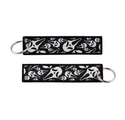 Scream Horror Movie Ghost Face Black Embroidered Double Sided Key Tag ...