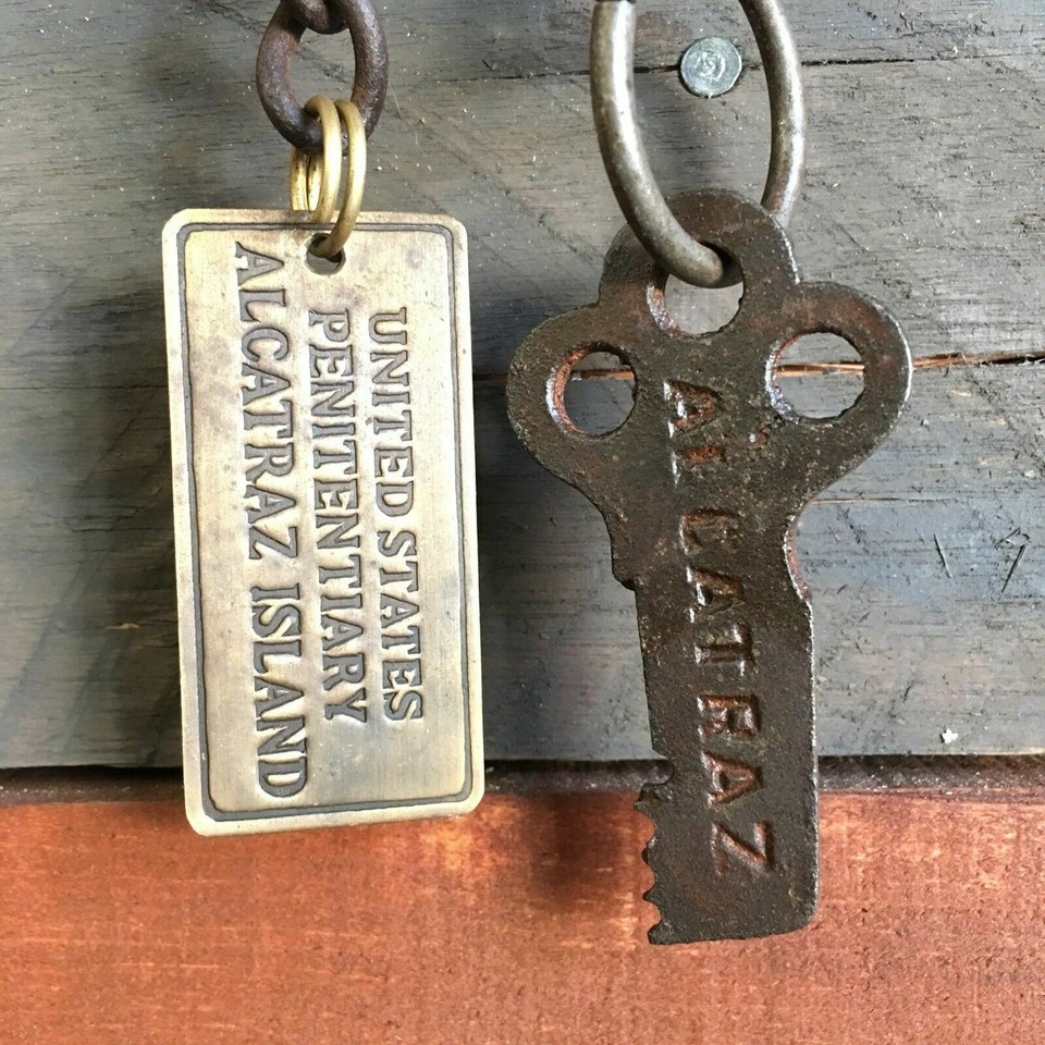 Alcatraz Island Prison Guard Iron Cell Key, Tag & Solid Brass Whistle ...