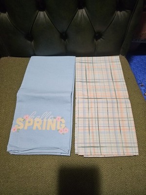 Thirty One 2-Pack Tea Towels Spring Plaid Set NIP "Hello Spring" | eBay