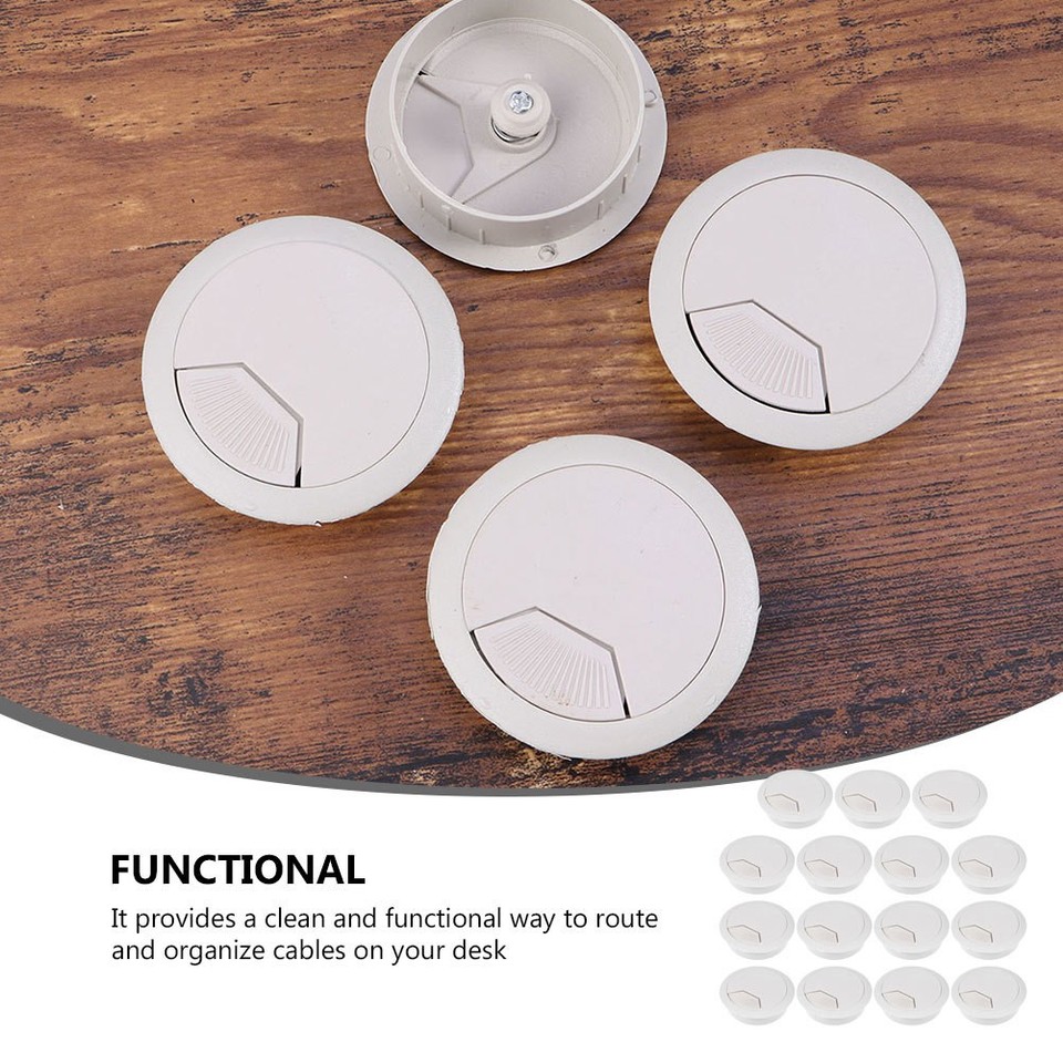 15 Pcs Office Desktop Cable Hole Covers Plastic Tube Hole Plugs Desk ...