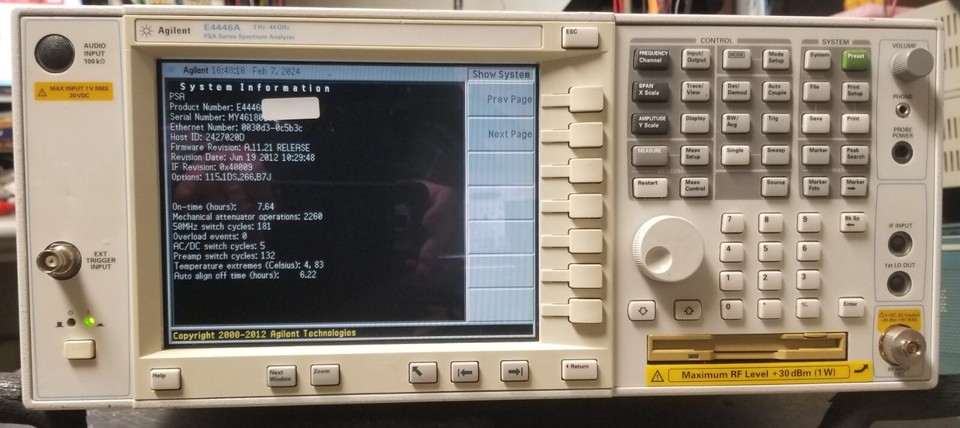 Spectrum Analyzer 44 GHz Agilent E4446A WORKS OK! Options, High Performance, USB | eBay