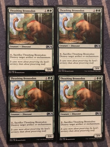 Thrashing Brontodon X4 Core Set 2020 Moderate Play Magic The Gathering ...
