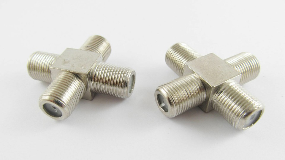 1pc 1 F Female Jack Connector To 3 F Type Female Splliter 4 way Coax TV ...