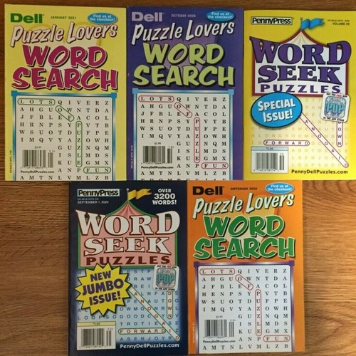 Lot of 5 Dell Penny Press Word Seek Puzzle Books Pocket Puzzle Lovers ...