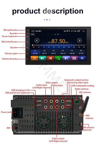 Car Radio Stereo Player GPS WIFI FM RDS Bluetooth W/Drunk Driving Test ...