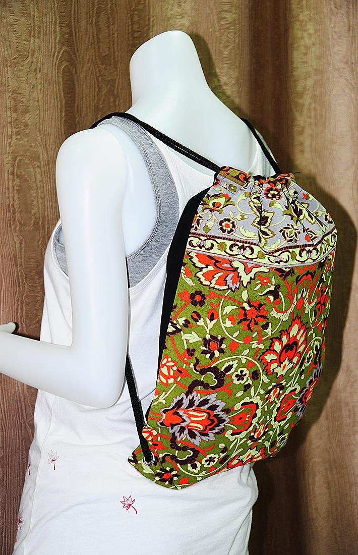 SALE Thai Hippie Backpack Purse String Bag Handmade Flower Print Twin ...