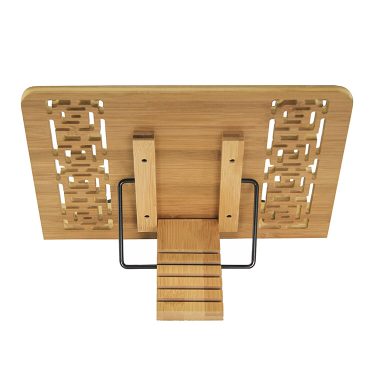 Bamboo Book Stand Recipe Cookbook / Tablet Holder with 2 Metal Page ...