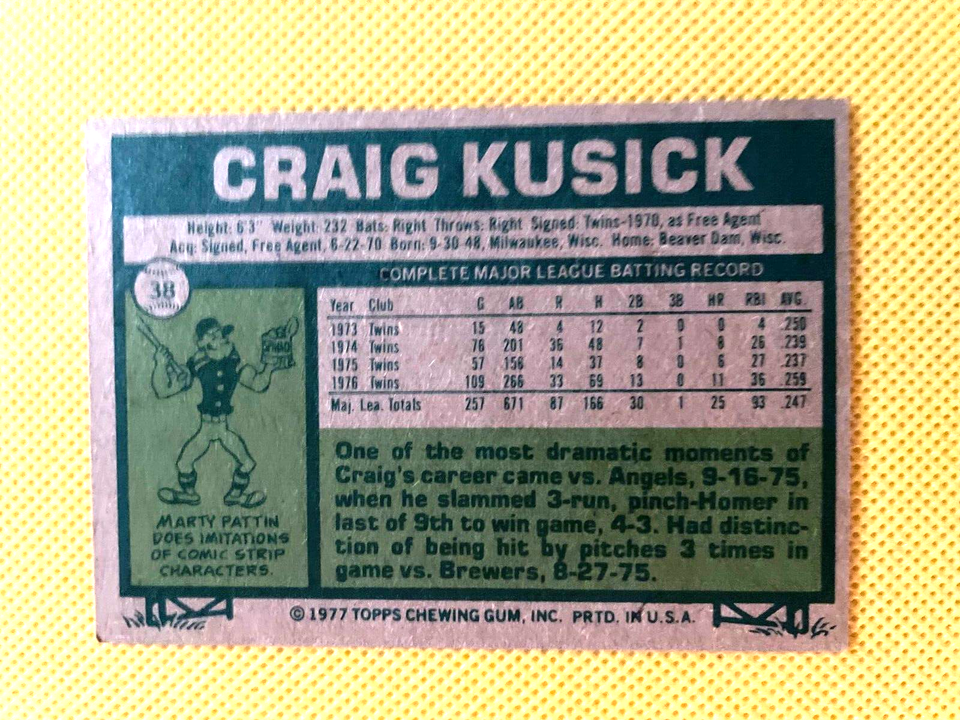 1977 TOPPS # 38 JOHN KUSICK | eBay