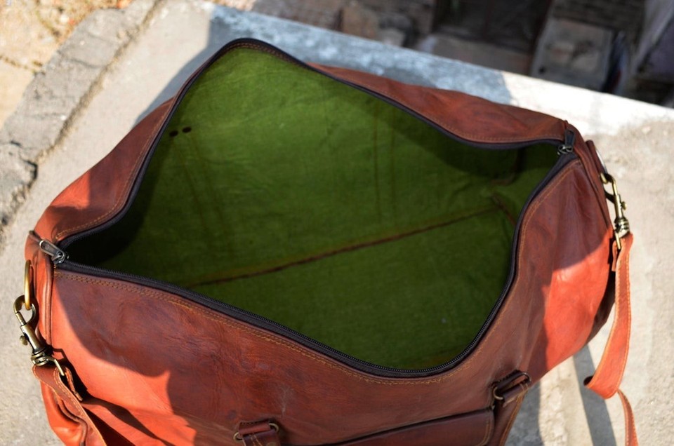 Leather Genuine Travel Bag Duffle Gym Men Rustic Luggage Overnight ...