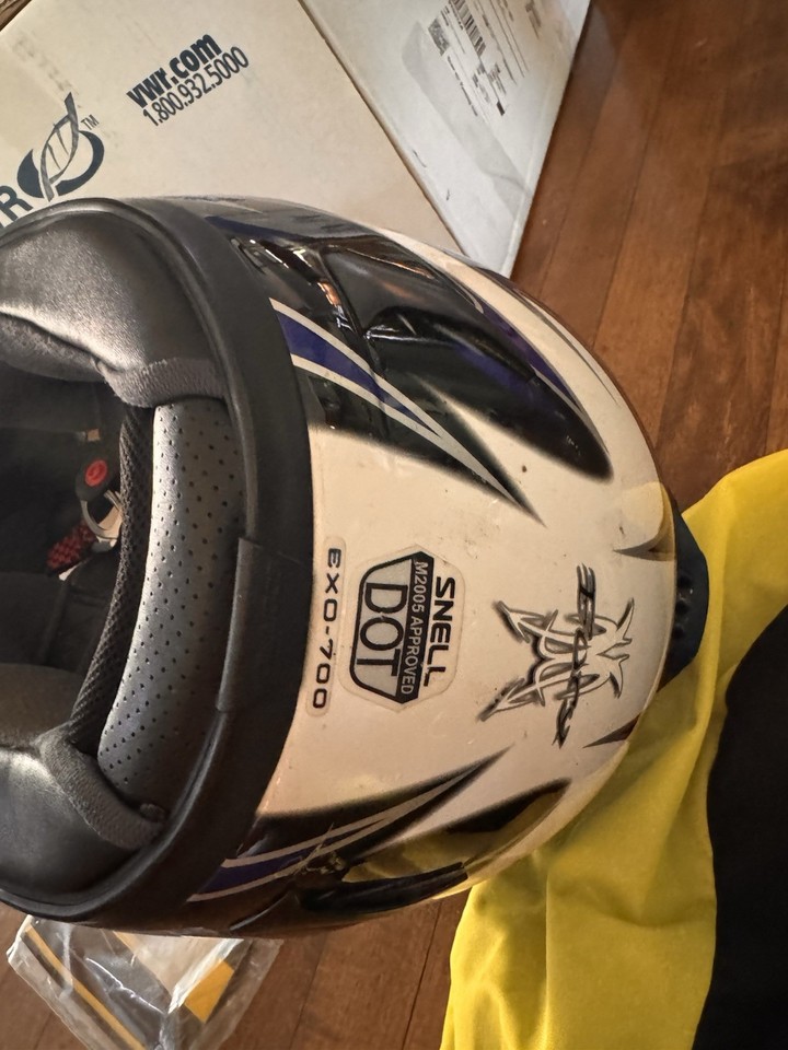 Scorpion EXO-700 Burst Blue White Motorcycle Helmet Excellent | eBay