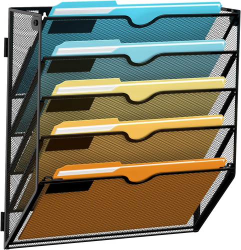 5-Tier Wall File Organizer Mesh Office Mail Holder, Hanging Wall ...