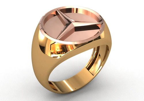 14k gold over Solid Sterling Silver Mercedes Benz Men's Ring Jewelry ...
