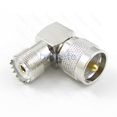 UHF PL-259 PL259 Male plug to UHF SO-239 Female right angle RF ...