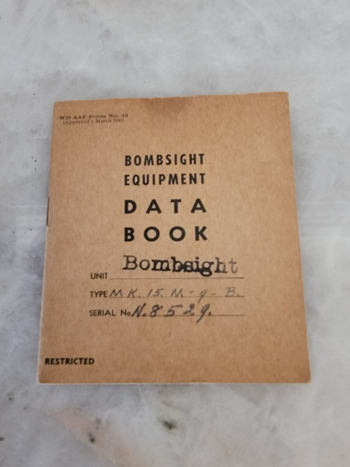 WWII NORDEN BOMB SIGHT w/ STORAGE BOX, DATA BOOK, CARRIAGE and ...