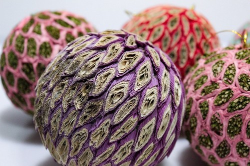 6 RARE Vintage Handcrafted Quilled Paper Multicolor Ball Christmas ...