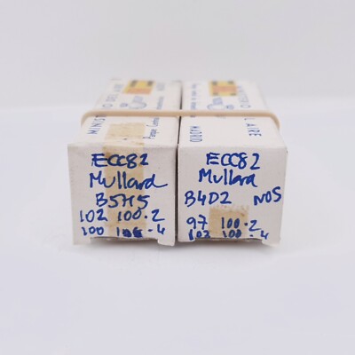 2 X ECC82 MULLARD NOS TUBES. MATCHED PAIR. B5H5 AND B4D2 CODES ...