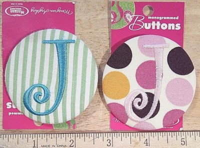 J - INITIAL 2 MONOGRAMMED LETTER PIN PIN-BACK BUTTON 2.5" Badge Morgan ...