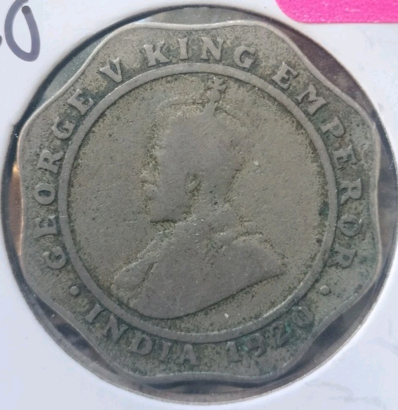 1920 British India 4 Annas 105 Years Old 8 Sided Shape Coin King George ...
