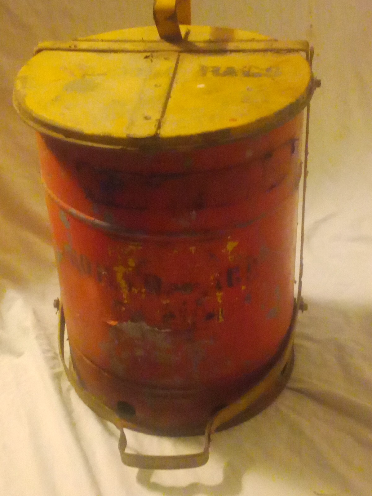 Antique/Vintage Metal Oil Rag Waste Can Mechanic Shop Disposable Bin ...