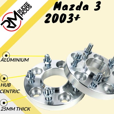 Mazda 3 2003 Onwards 5x114.3 67.1 25mm Hubcentric wheel spacers 1 pair ...