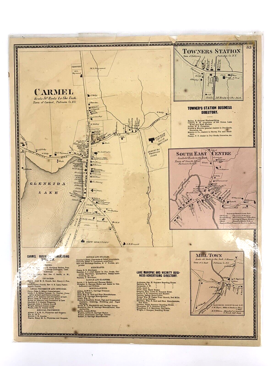 Map Of Putnam County Ny Towns Town Of PATTERSON, New York 1868 Map