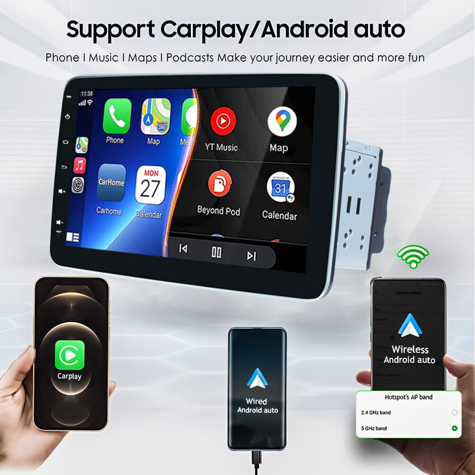 2+32G Double 2DIN Rotatable 10.1'' Android 13 Touch Car Stereo Radio ...