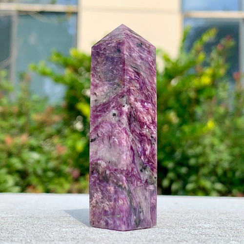 38G Natural Charoite Quartz Obelisk Crystal Energy Tower Point Reiki ...